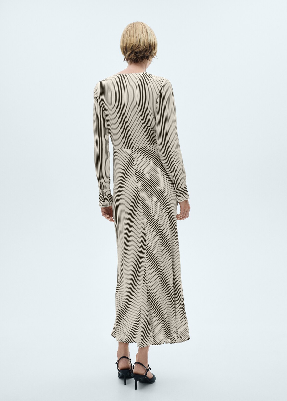 Stripe-print dress with bow - Women | MANGO USA