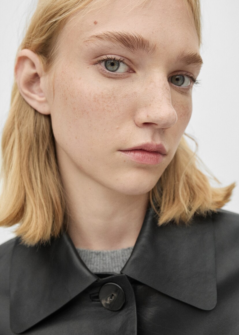 Buttoned leather jacket - Women | MANGO USA