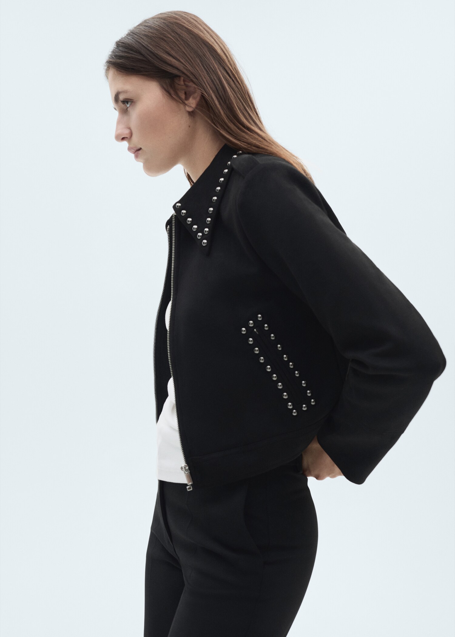 Jacket with stud detail - Women | MANGO USA