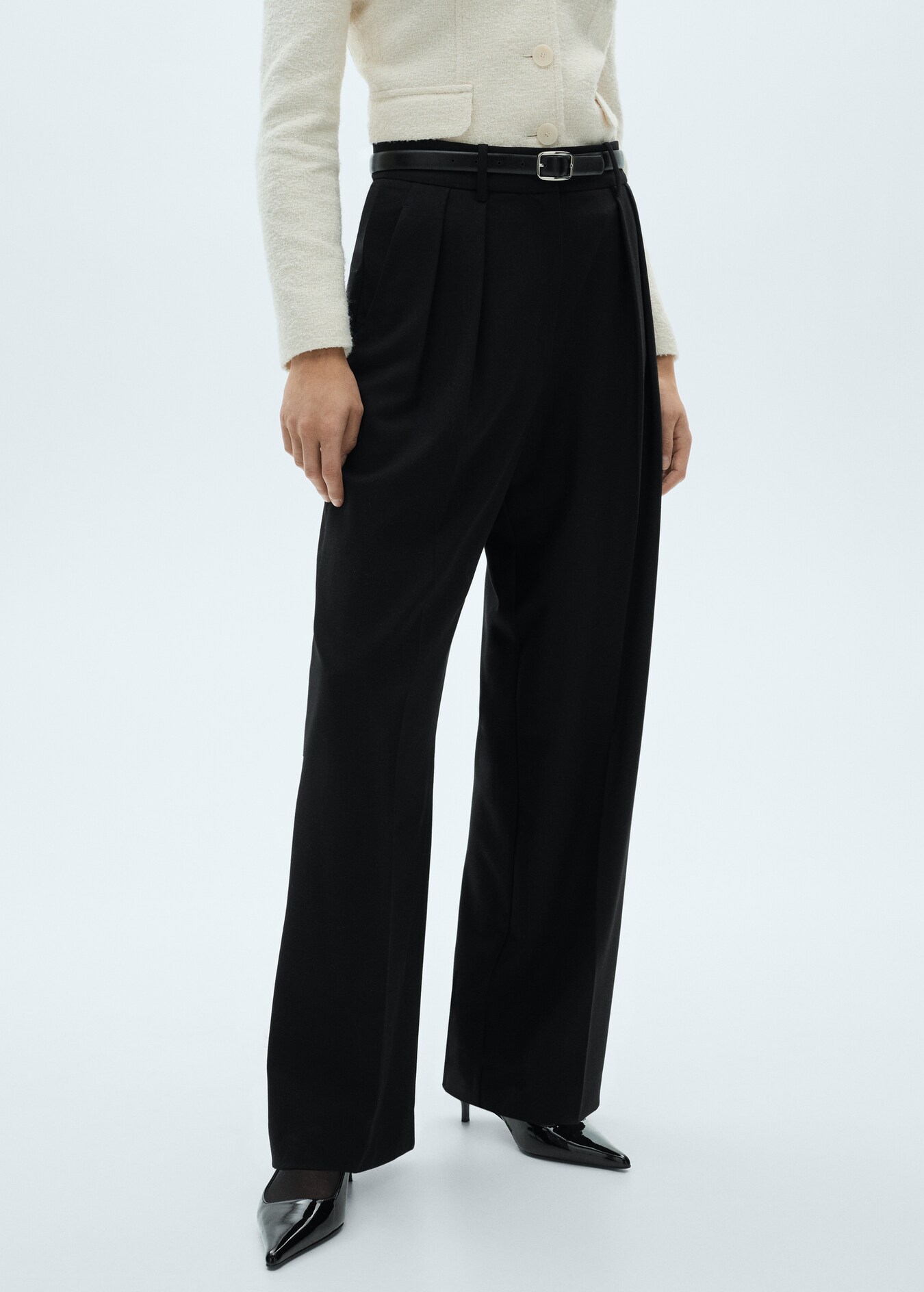 Wideleg pleated trousers - Women | MANGO United Kingdom