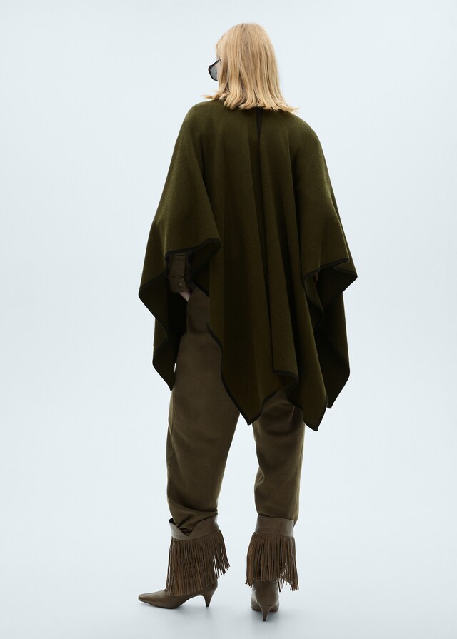 Knitted cape with contrasting trim - Women | MANGO USA