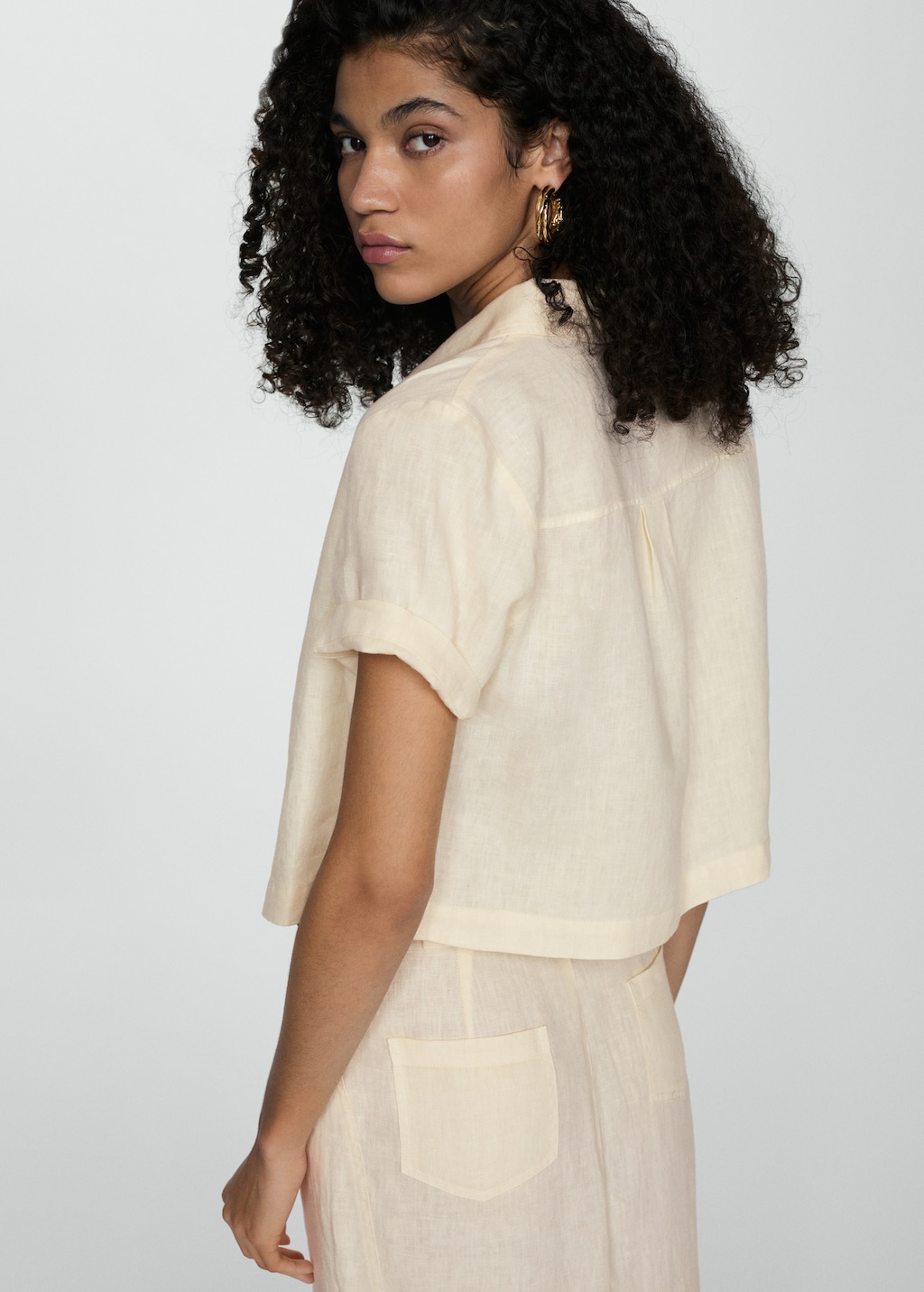 Short sleeve linen-blend shirt - Women | MANGO USA Short sleeve linen-blend shirt - Women | MANGO USA