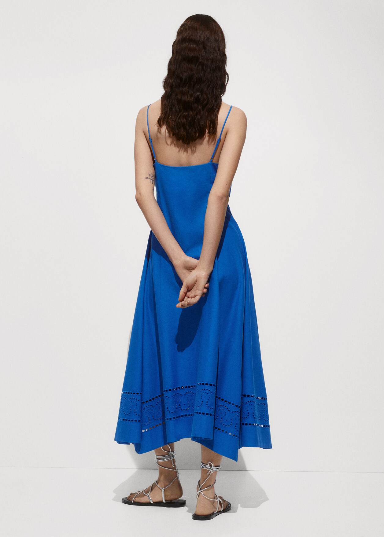 Embroidered dress with turn-down neckline - Women | MANGO USA