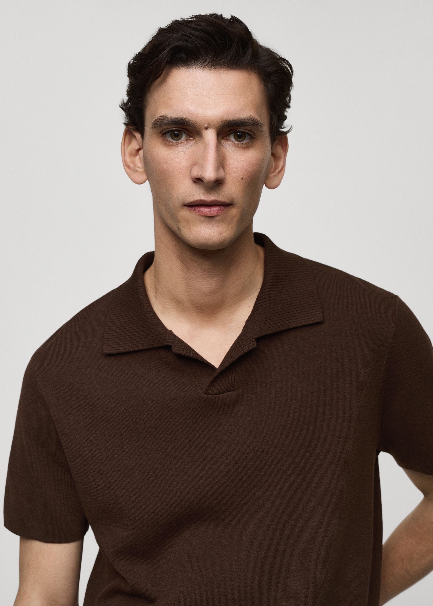 Textured Knitted Cotton Polo Shirt Men Mango Usa