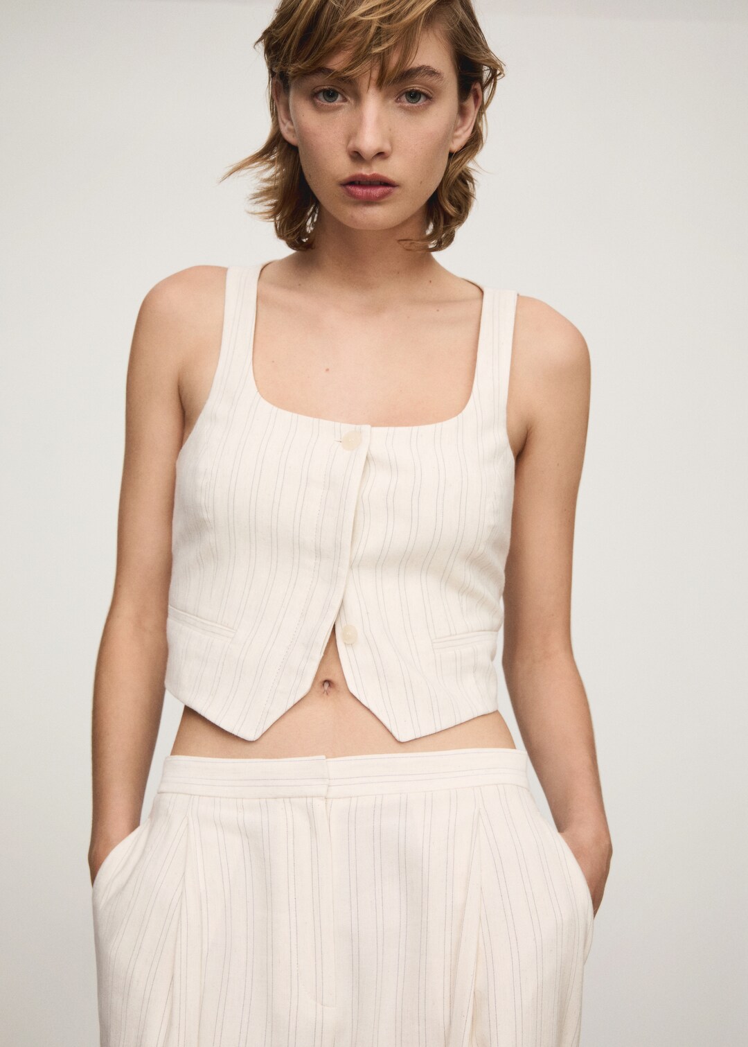 Striped Suit Waistcoat Women Mango Usa