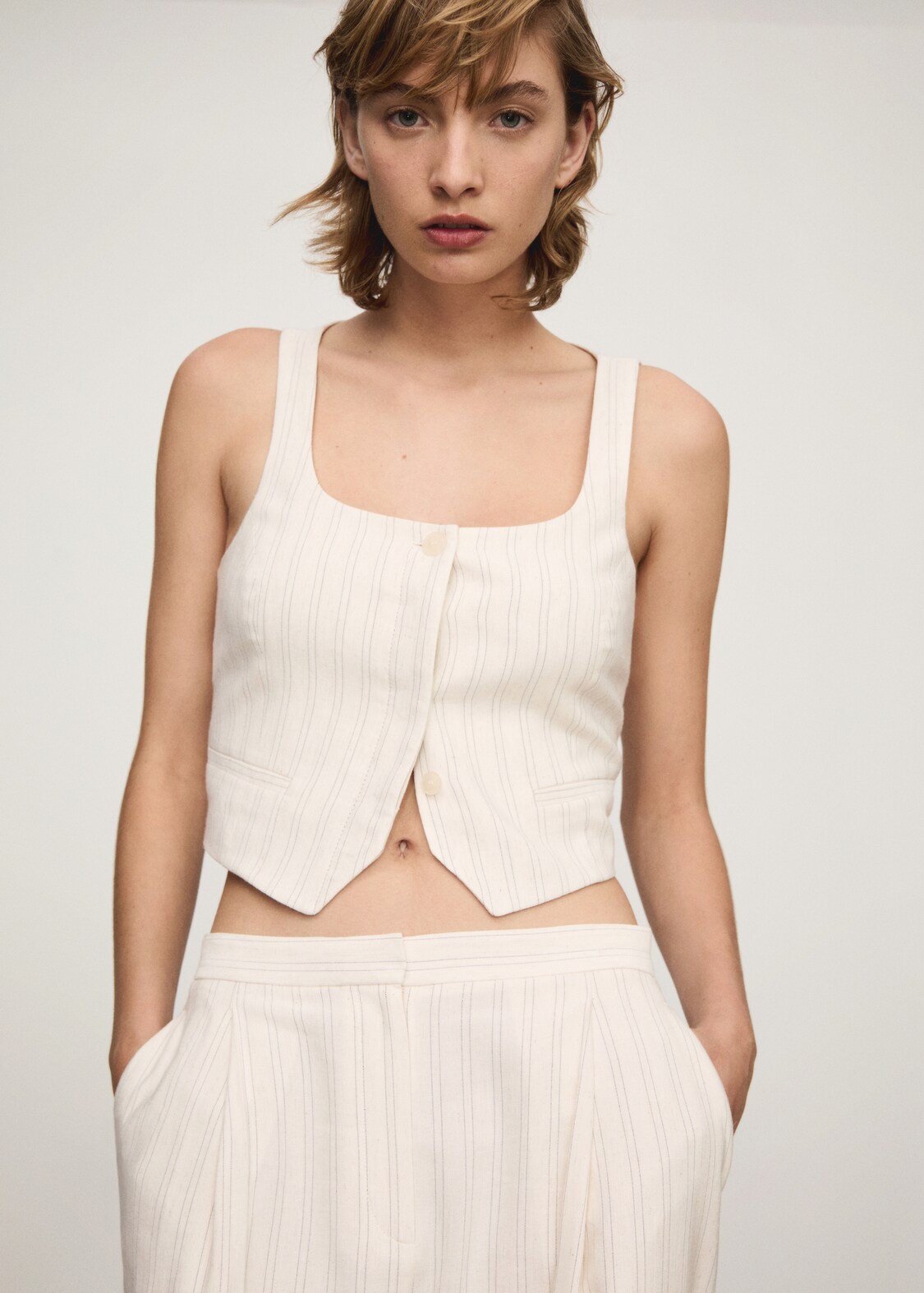 Striped Suit Waistcoat Women Mango Usa