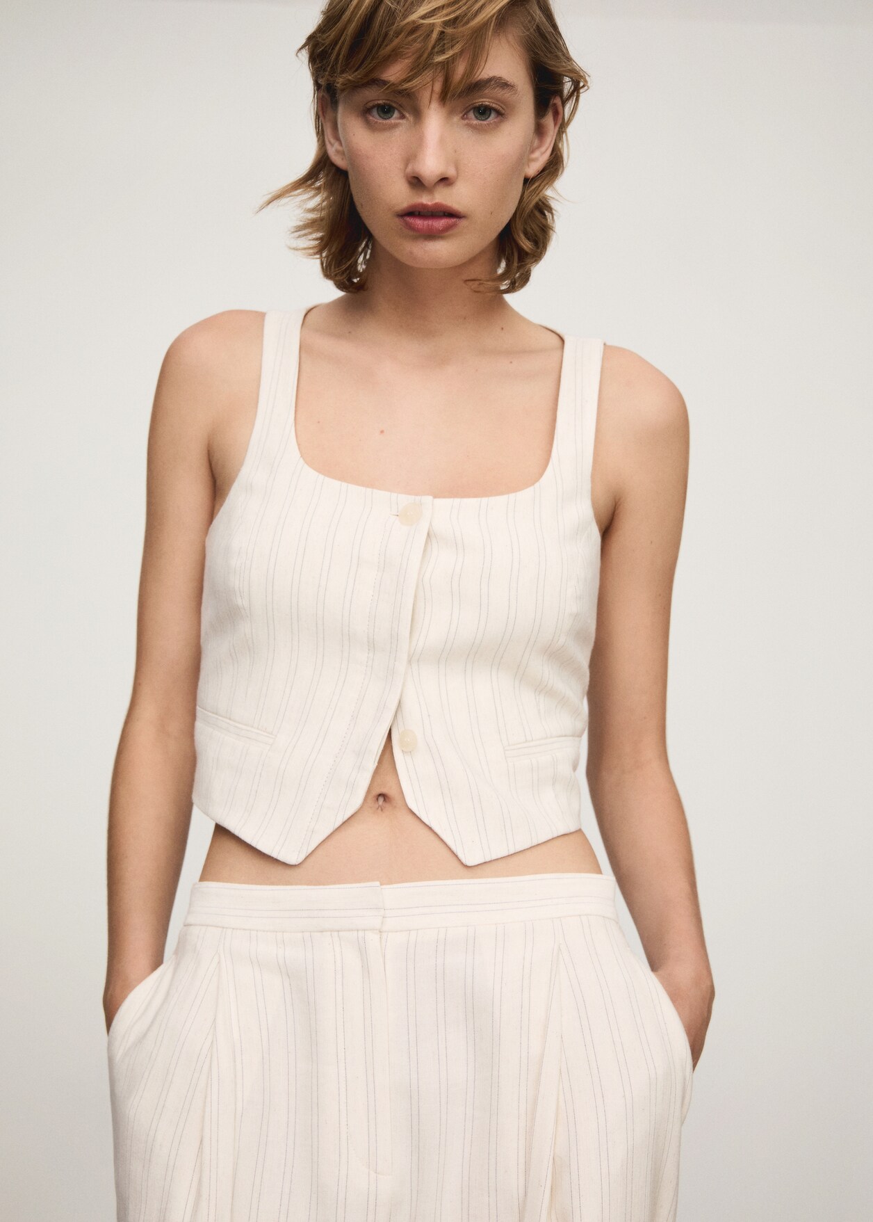 Striped Suit Waistcoat Women Mango Usa