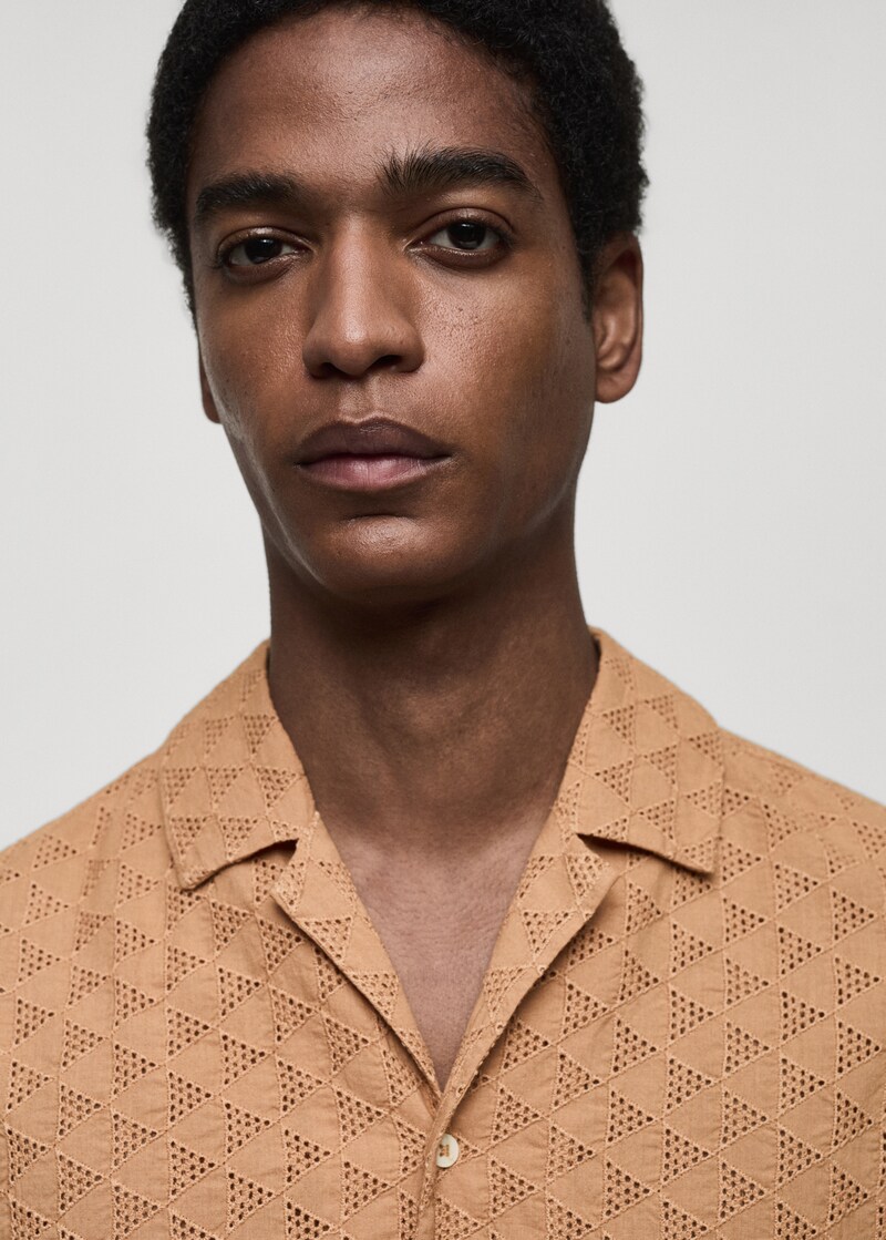 100% embroidered cotton shirt - Man | MANGO USA