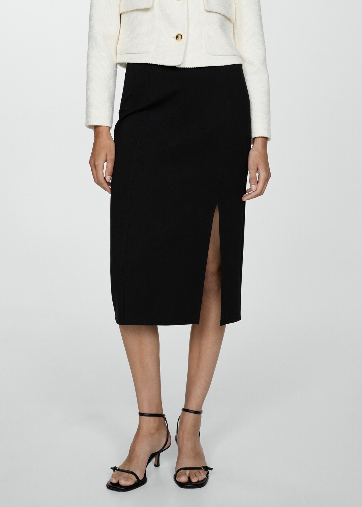 Pencil skirt with Rome-knit opening - Women | MANGO USA