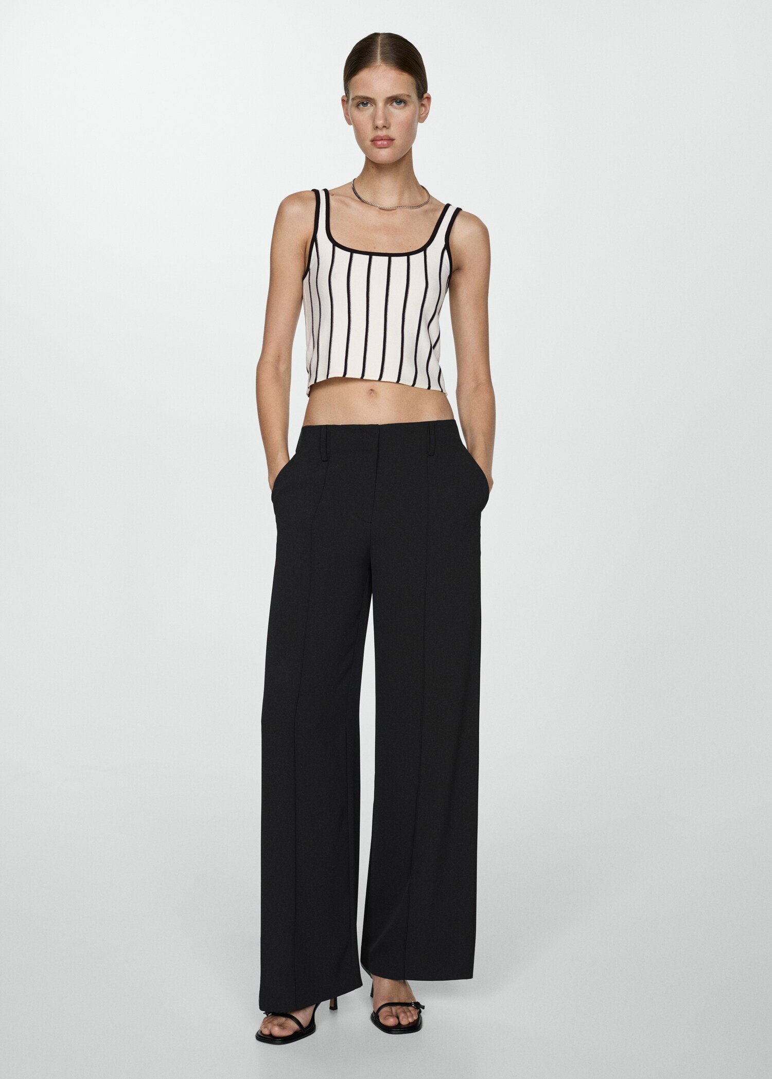 Striped knitted crop top - Women | MANGO USA