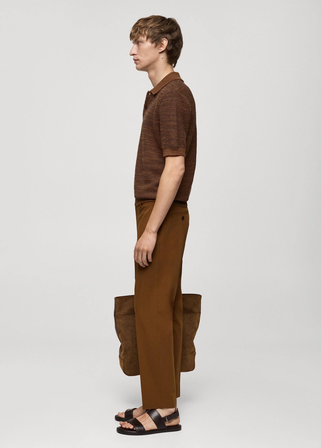 Structured Knit Cotton Polo Men Mango Usa