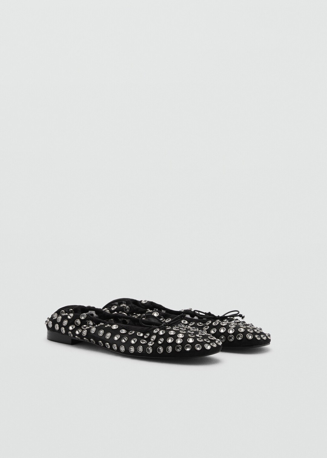 Studded mesh ballerina shoes - Women | MANGO USA
