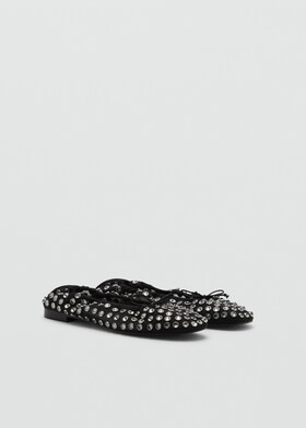 Studded mesh ballerina shoes - Women | MANGO USA