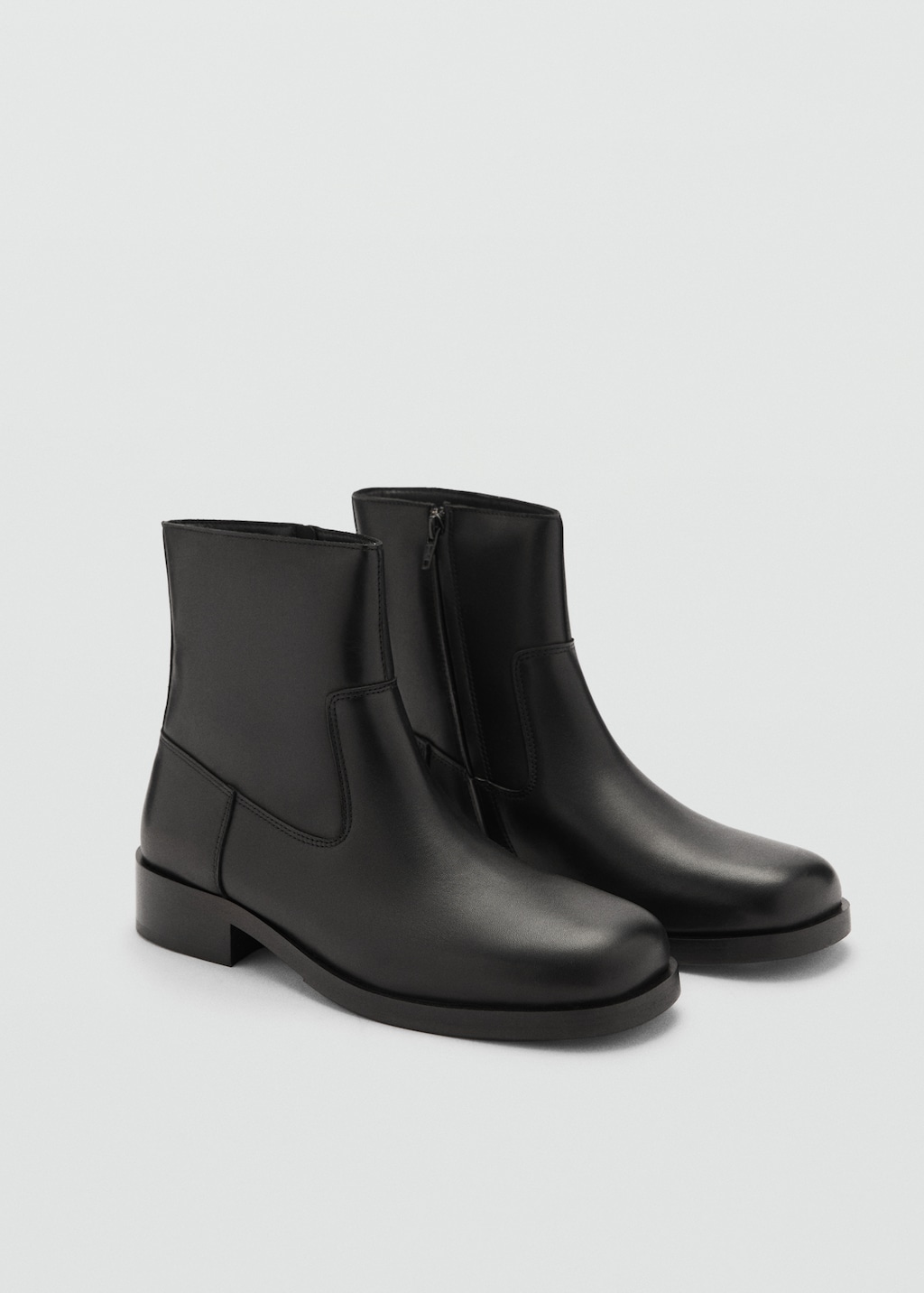 Squared Toe Leather Ankle Boots Men Mango Usa