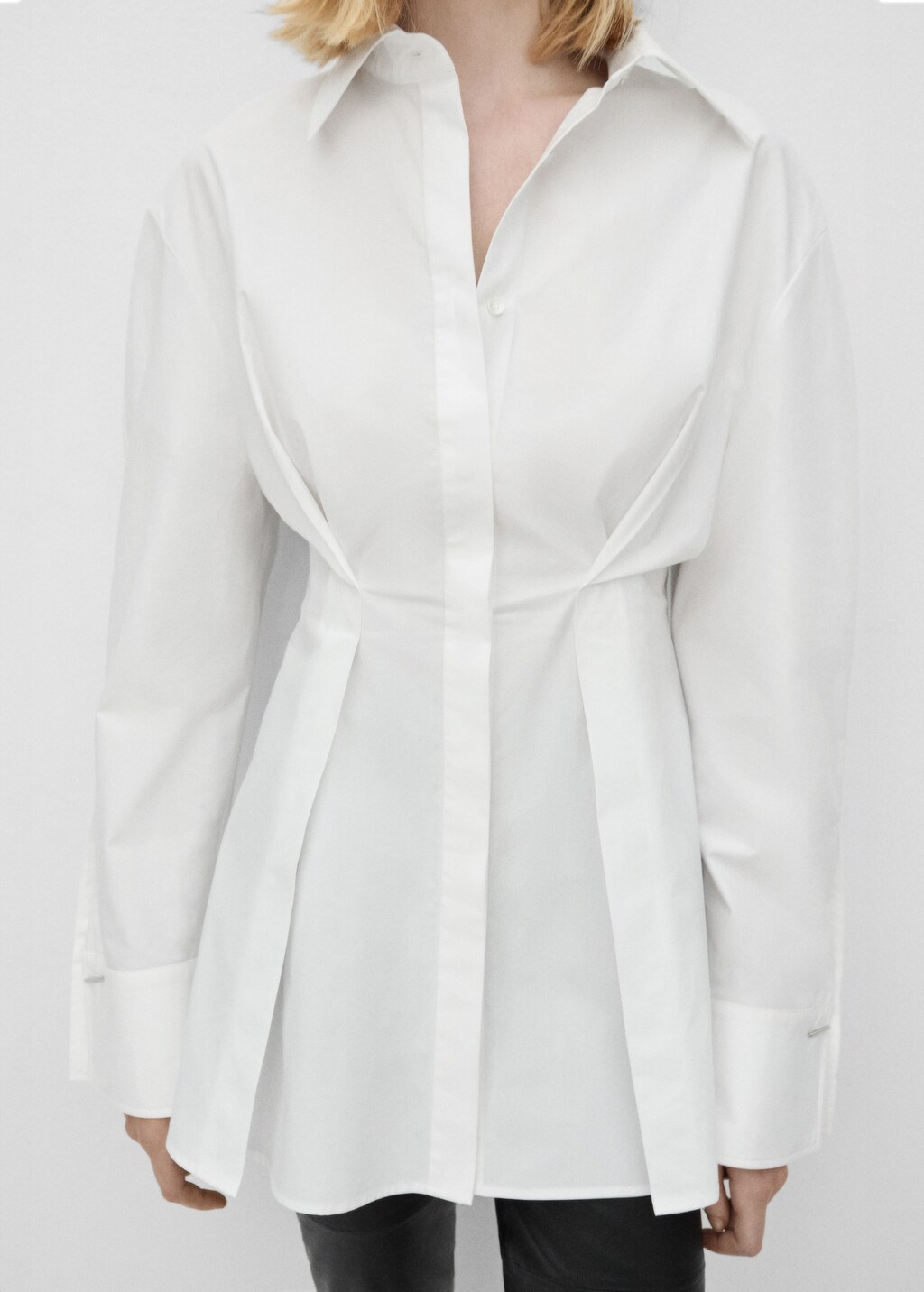 100% cotton pleated shirt - Women | MANGO South Africa