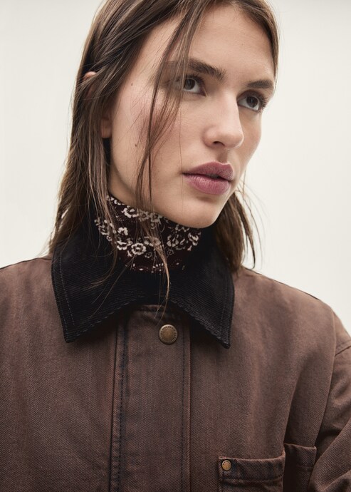 Denim parka with contrasting collar - Women | MANGO USA