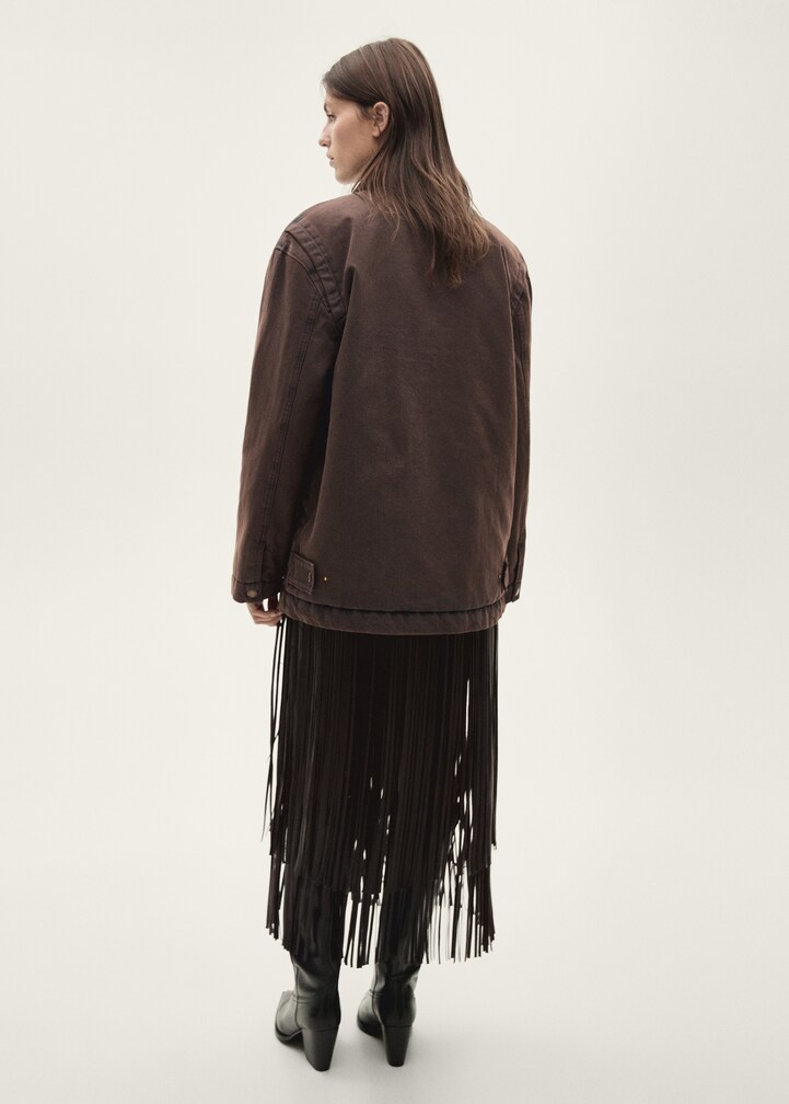 Denim parka with contrasting collar - Women | MANGO USA