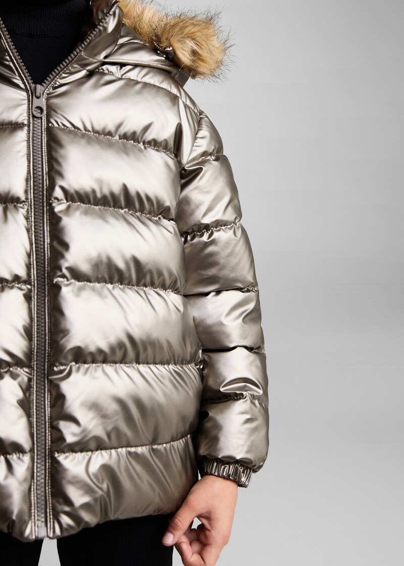 Metallic puffer jacket - Kids | MANGO USA