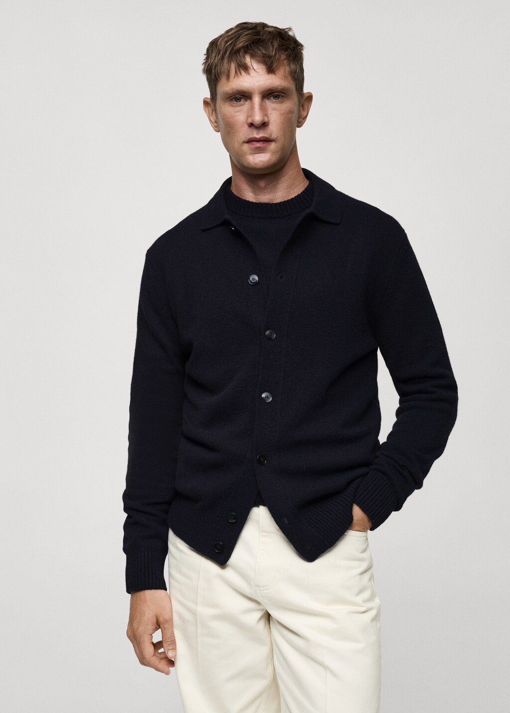 Rib knitted wool cardigan - Men | MANGO Vietnam