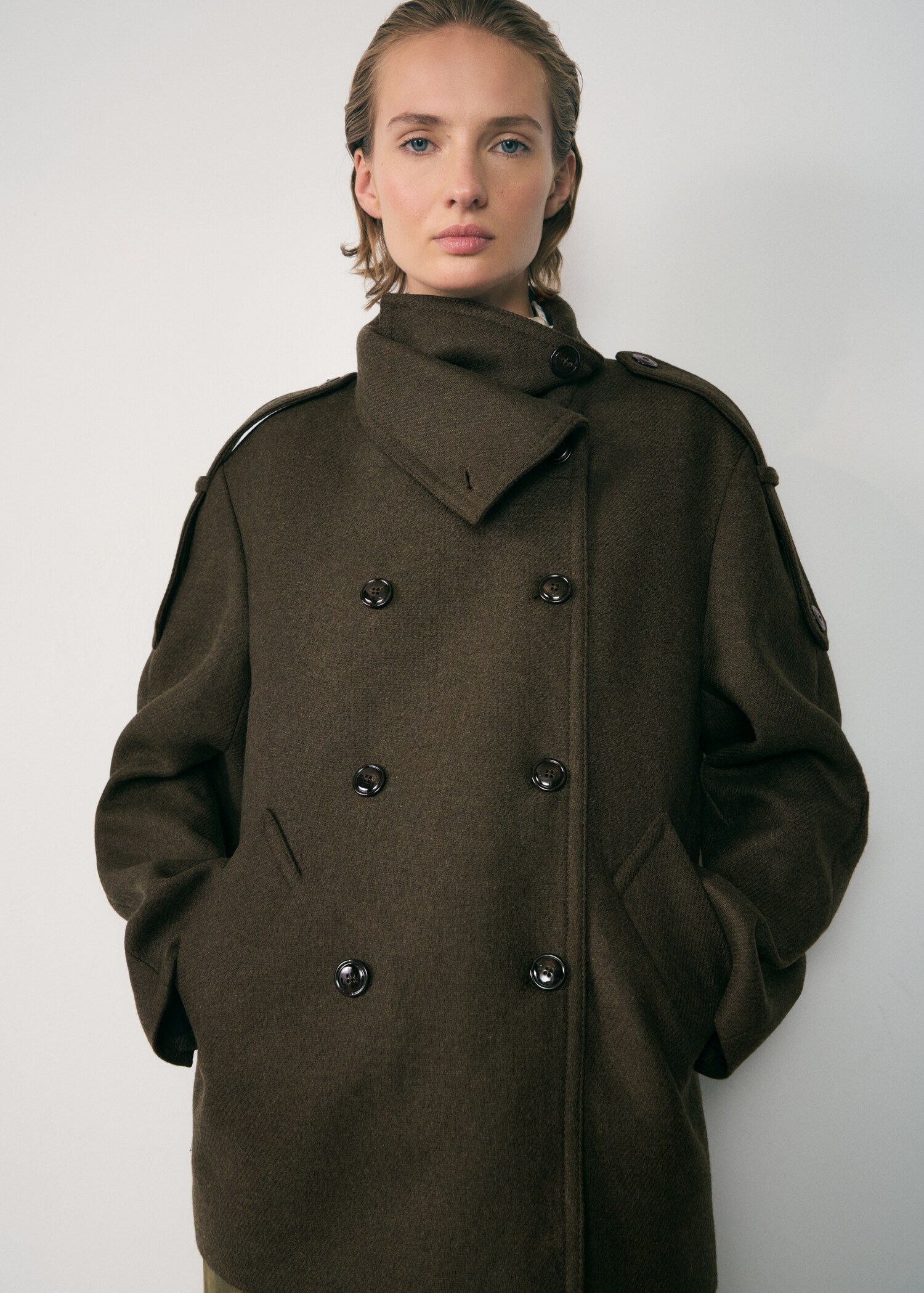 Double-breasted wool coat - Women | MANGO USA