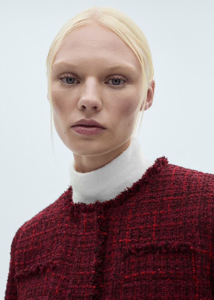 Tweed jacket with frayed ends - Women | MANGO USA