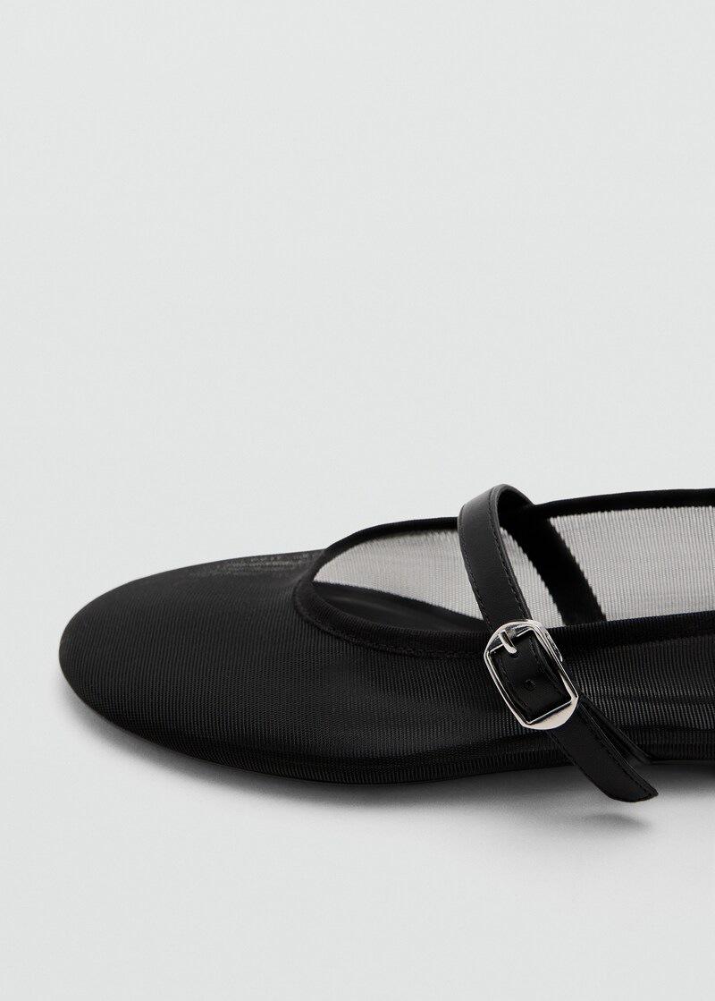 Mesh Ballet Flats With Strap And Buckle Woman Mango Usa