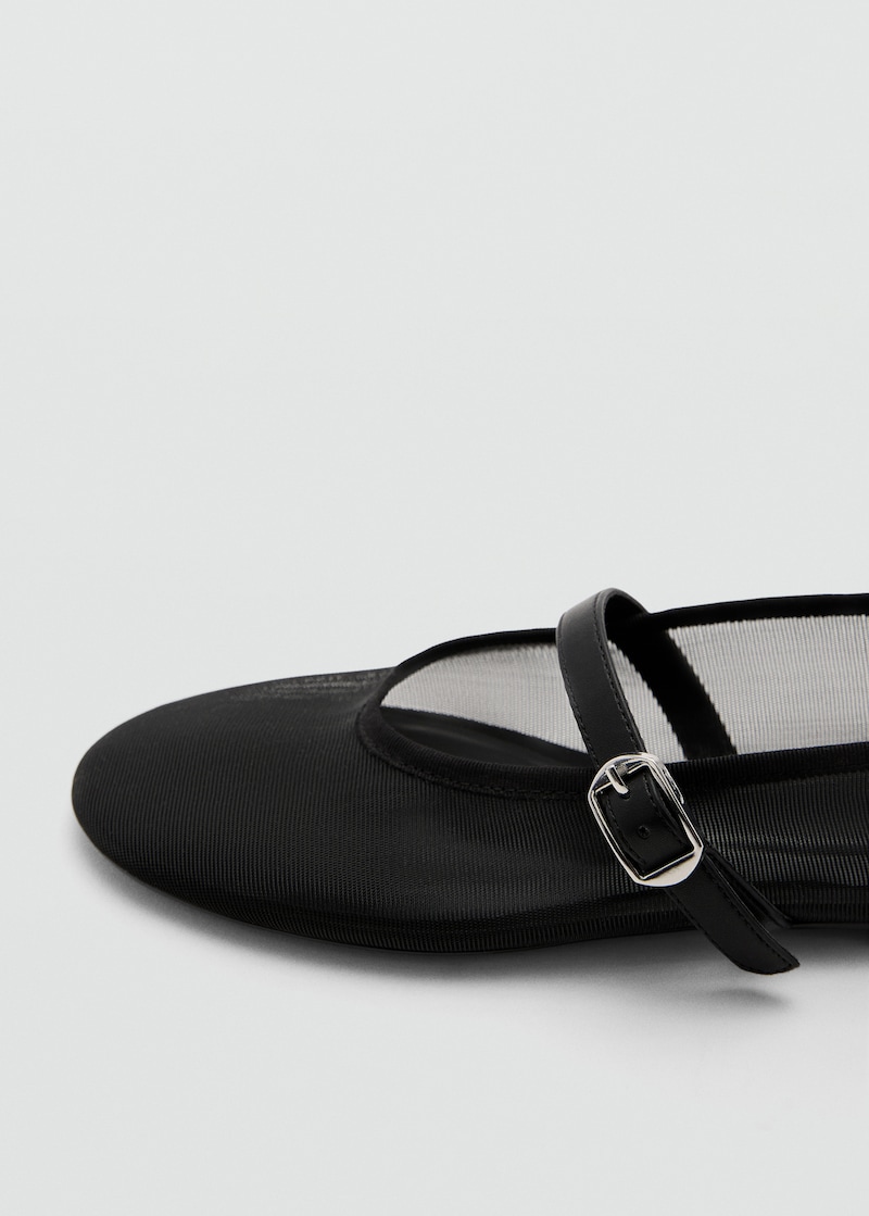 Mesh Ballet Flats With Strap And Buckle Woman Mango Usa