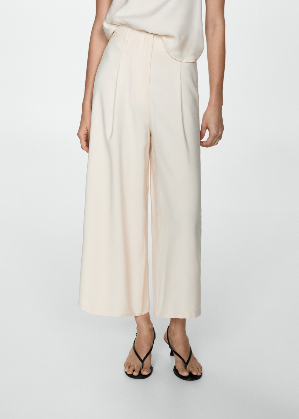 Wideleg trousers with elastic waist - Women | MANGO United Kingdom