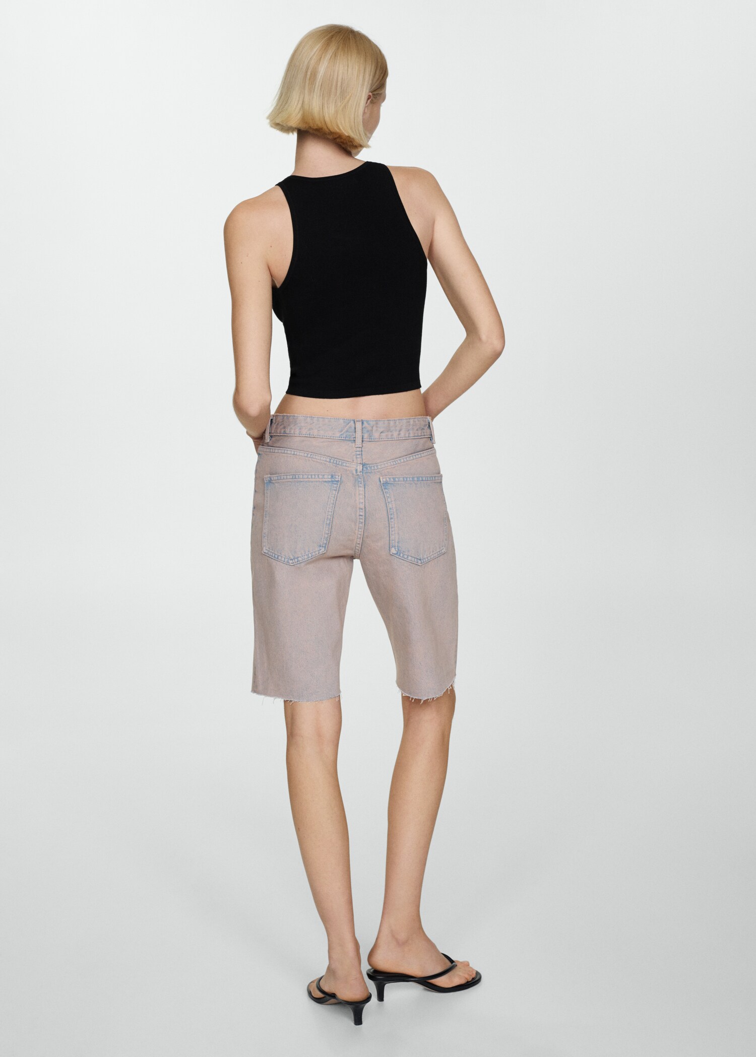 Denim bermuda shorts with washed effect - Women | MANGO USA