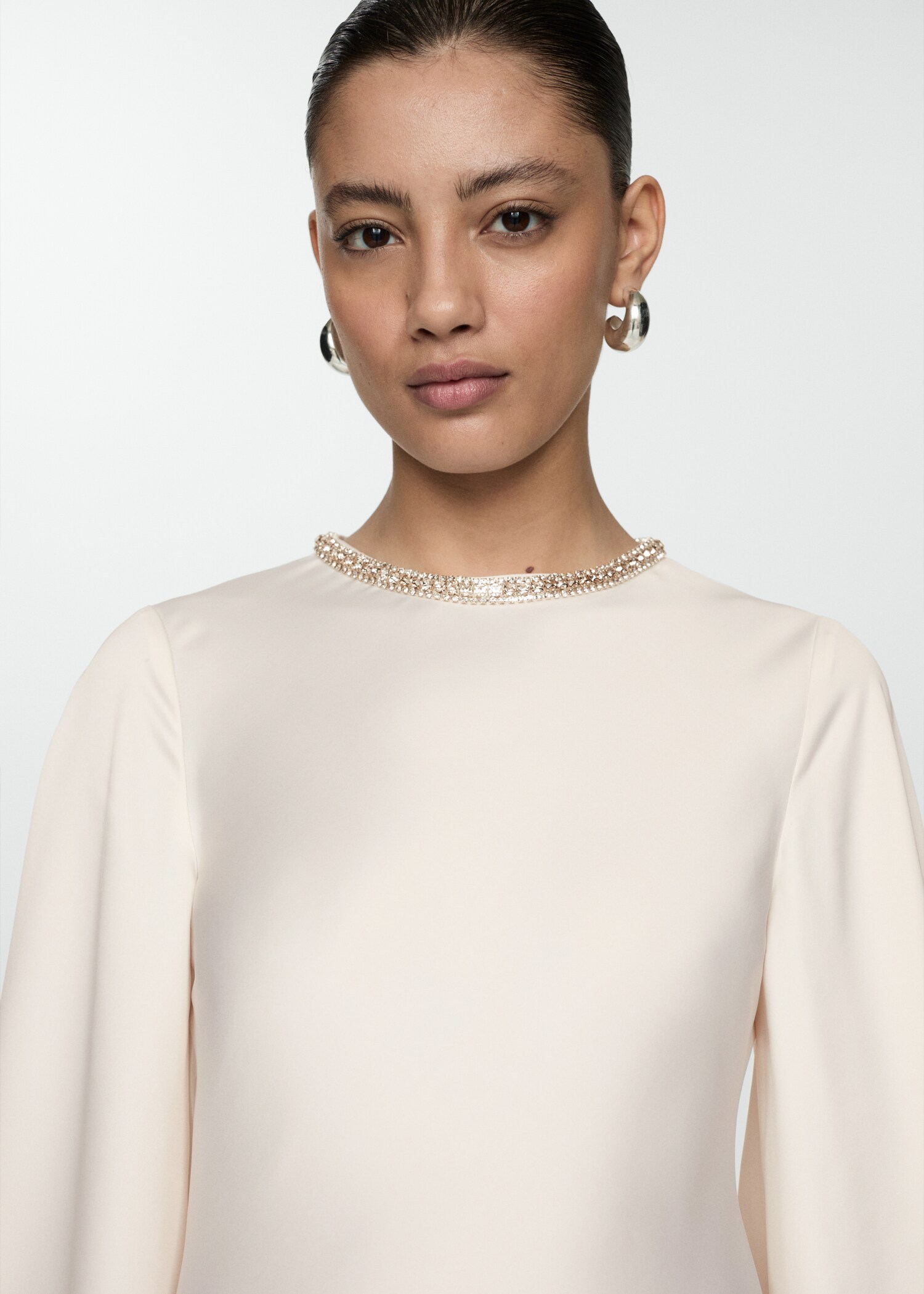 Flared Sleeve Satin Dress Women Mango Usa