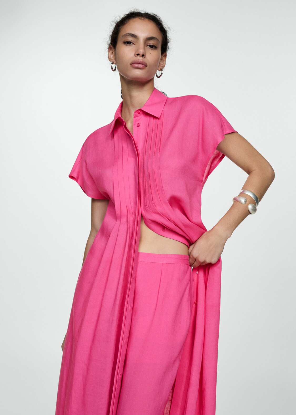 Straight-fit lyocell trousers - Women | MANGO Lebanon