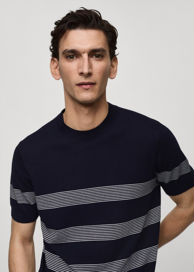Striped modal cotton knitted t-shirt - Men | MANGO USA
