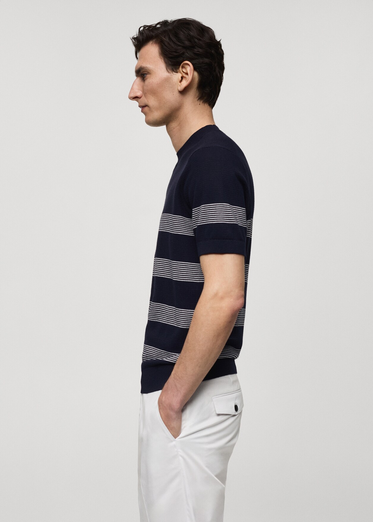 Striped modal cotton knitted t-shirt