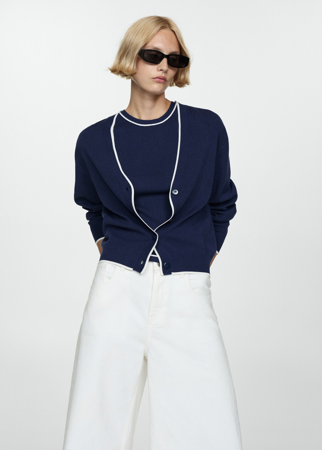 Cardigan with contrasting trims - Women | MANGO Benin