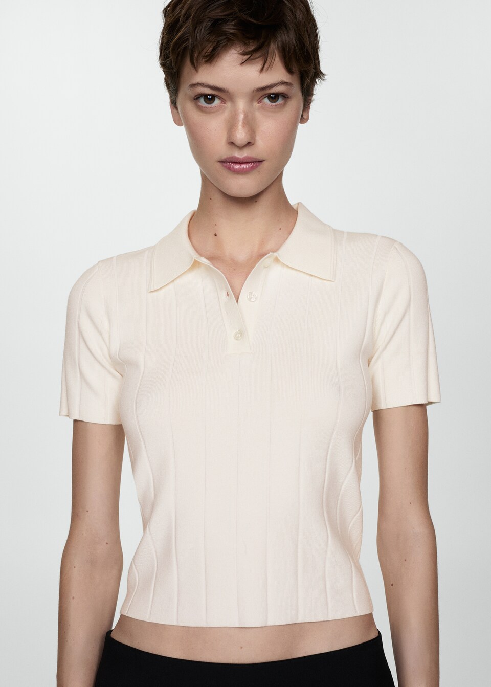 Polo-neck t-shirt - Women | MANGO USA