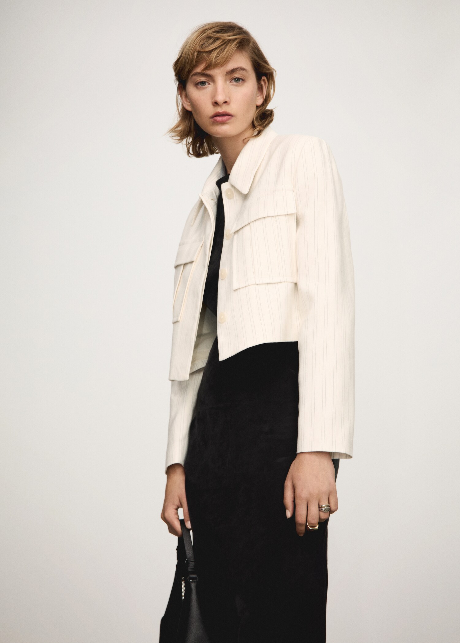 Striped jacket with pockets - Women | MANGO USA