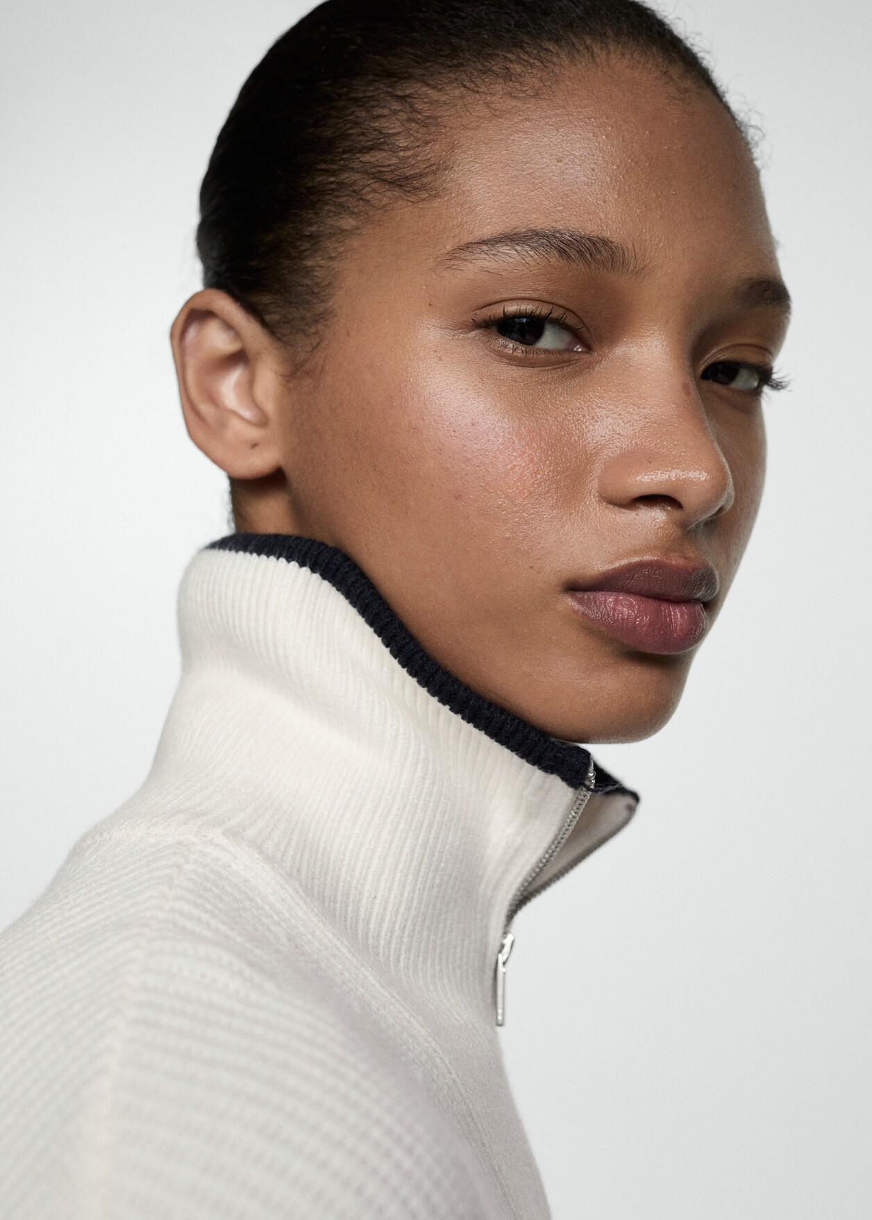 Striped Sweater With Zip Women Mango United Kingdom