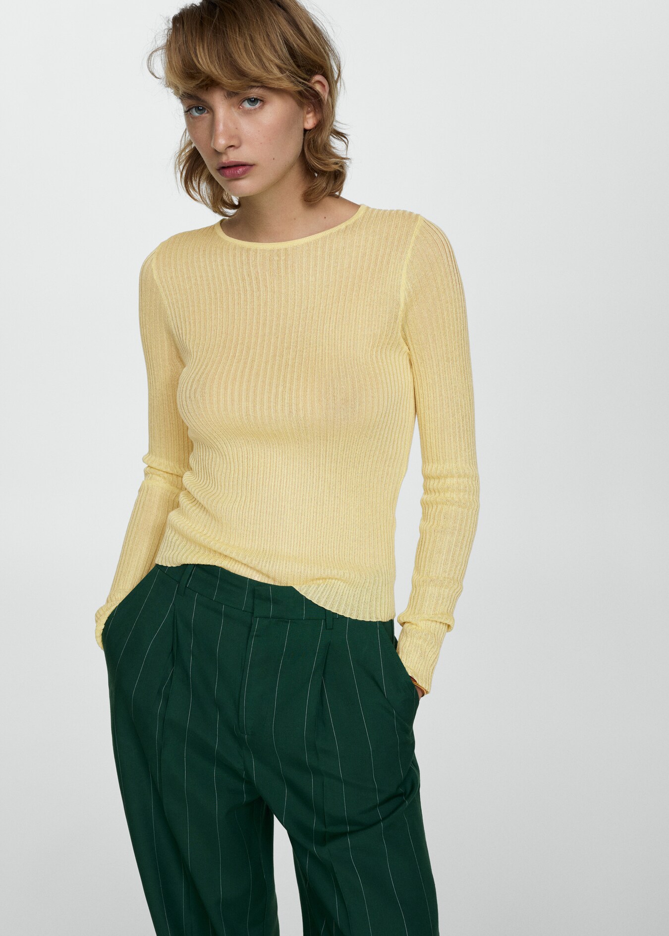 Fine Ribbed Knit Sweater Women Mango Usa