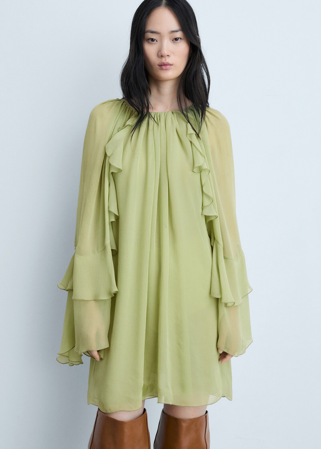 Ruffled chiffon dress - Women | MANGO United Kingdom