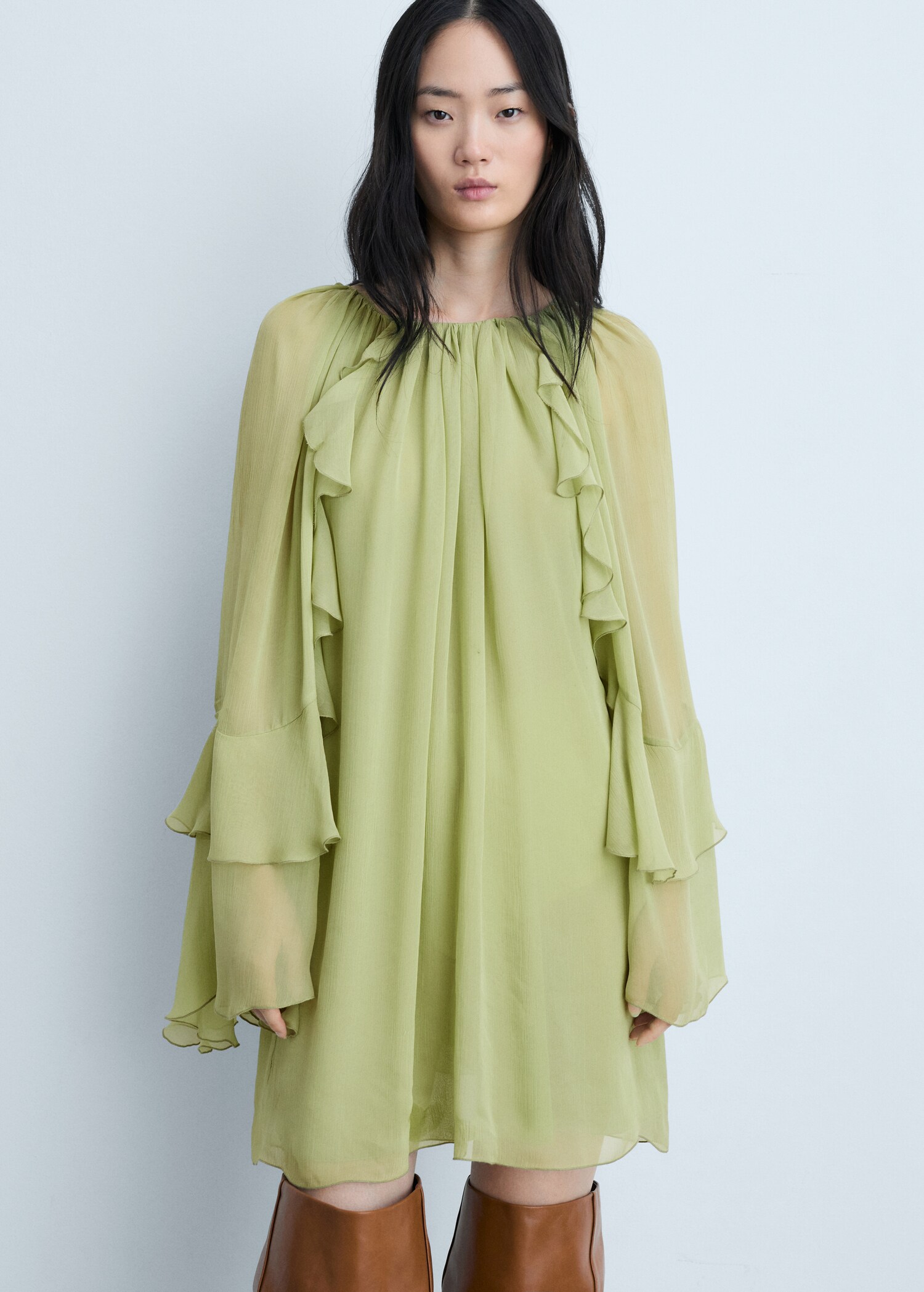 Ruffled chiffon dress - Women | MANGO United Kingdom