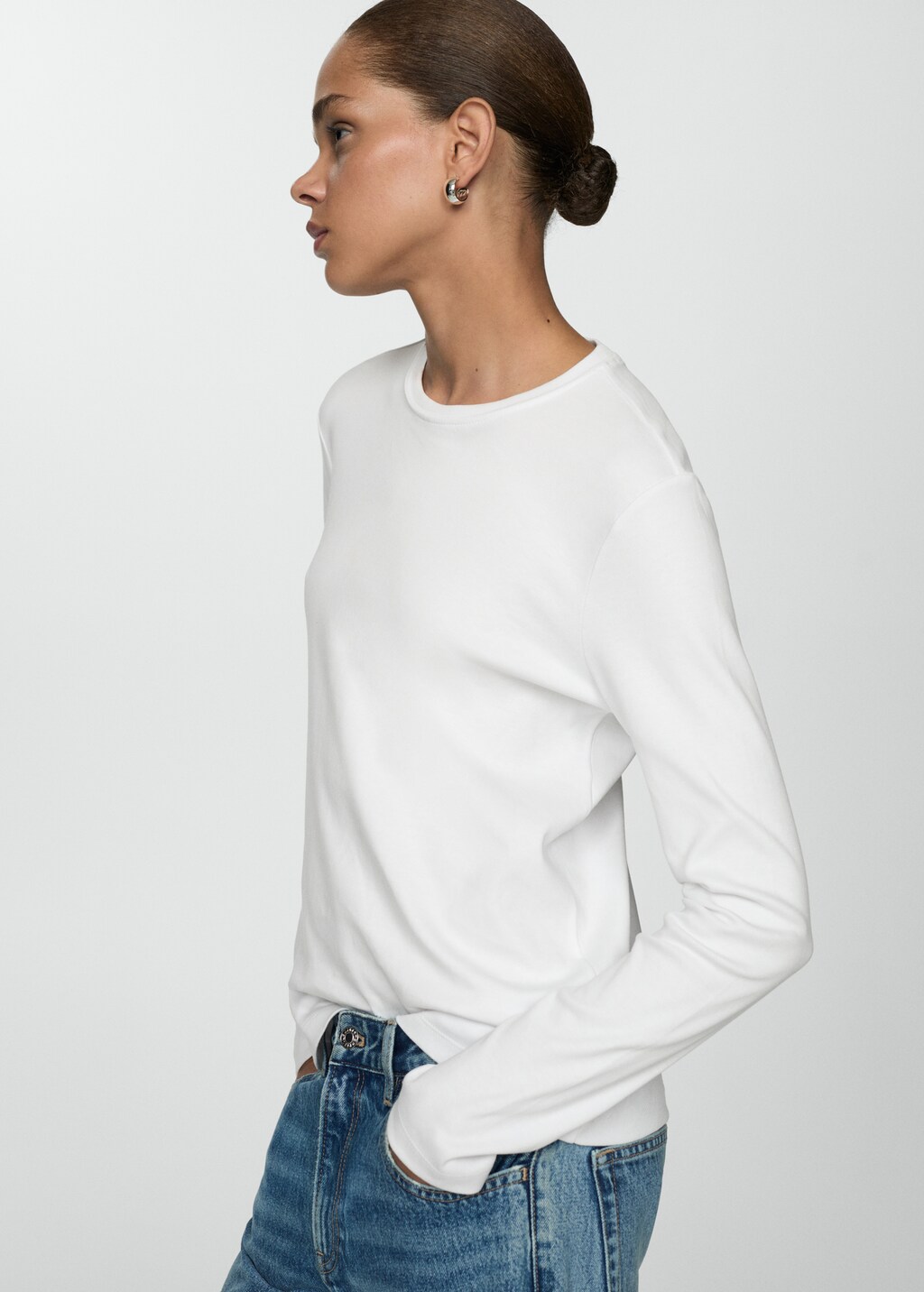 Langärmliges Baumwoll-T-Shirt - Damen | MANGO Deutschland