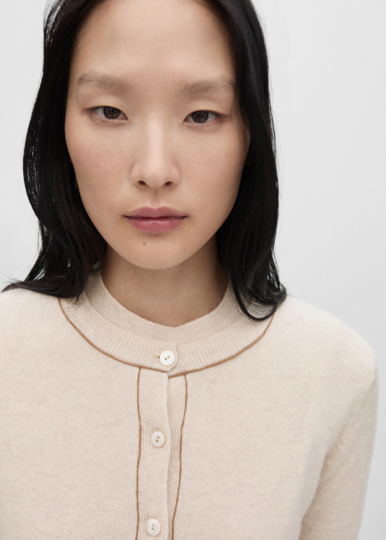 Wool cardigan with decorative stitching - Women | MANGO USA