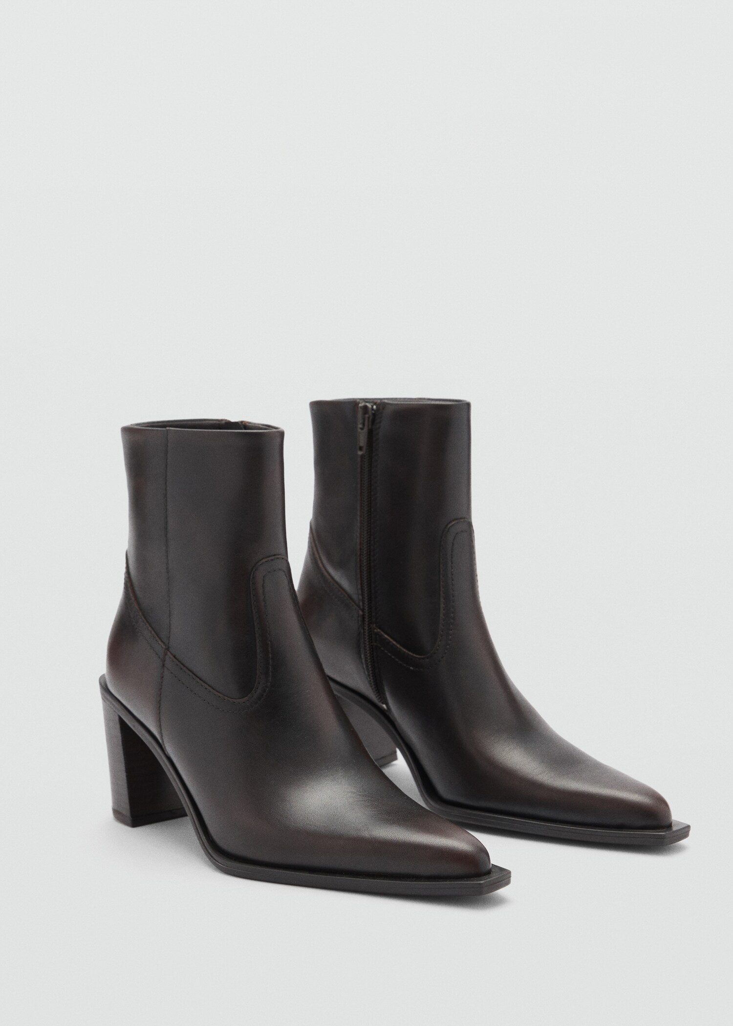 Leather Ankle Boots With Block Heel Women Mango United Kingdom