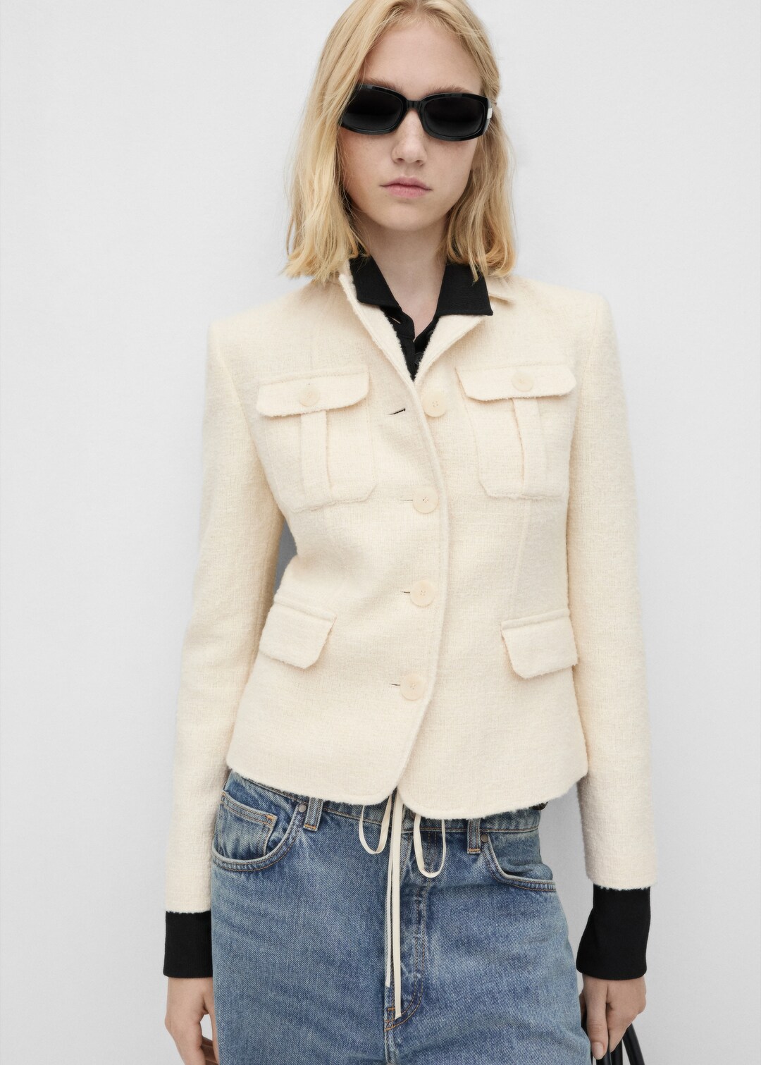 Tweed jacket with pockets - Women | MANGO USA