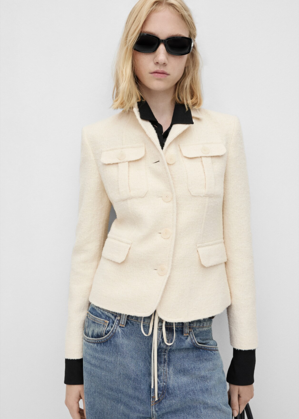 Tweed jacket with pockets - Women | MANGO USA
