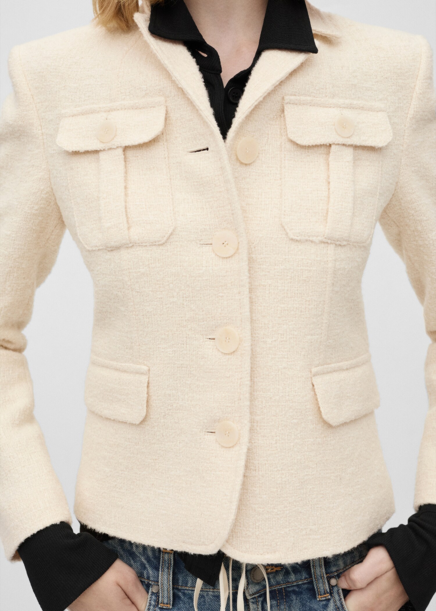 Tweed jacket with pockets - Women | MANGO USA