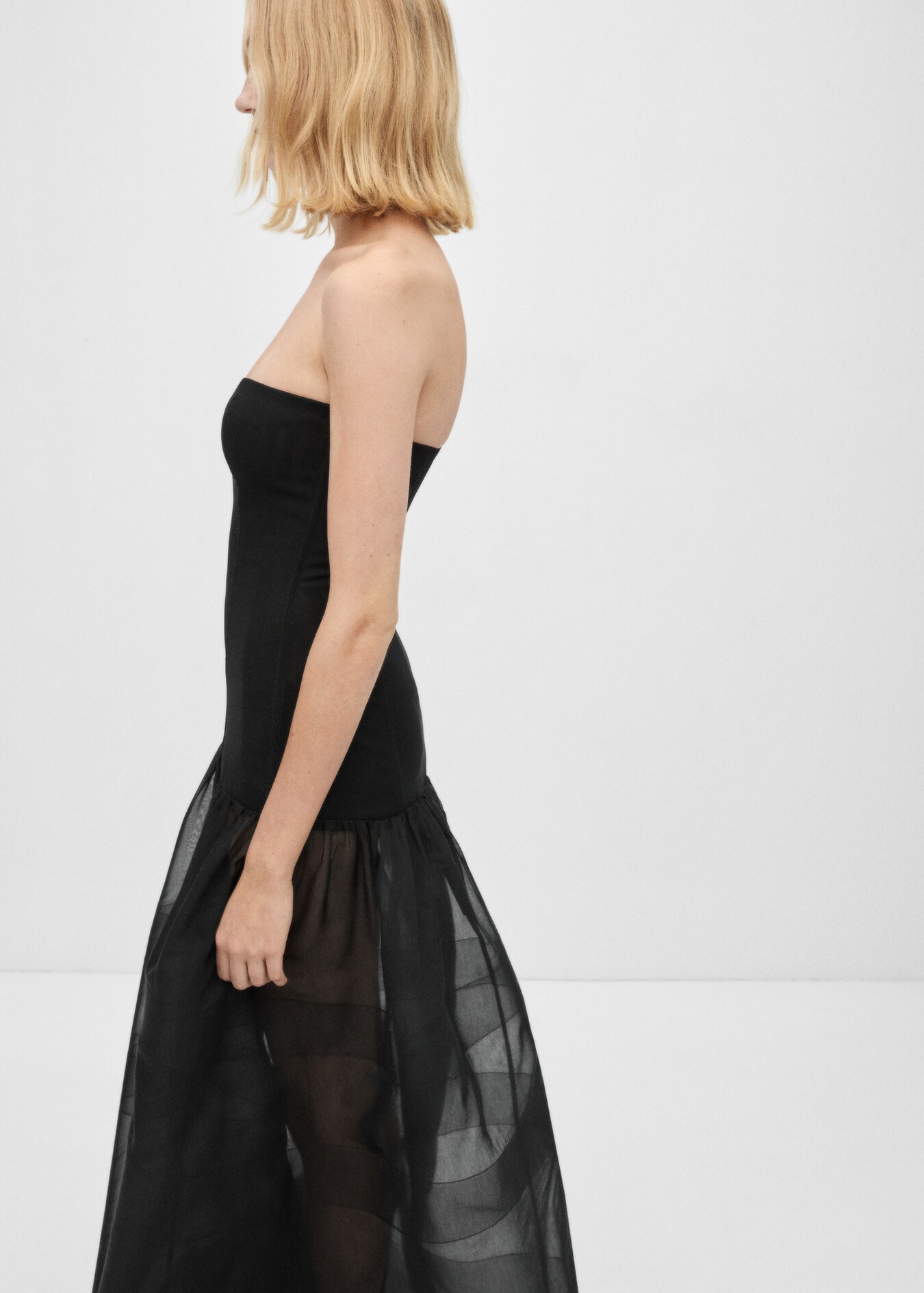Corset dress with semi-transparent skirt - Women | MANGO USA
