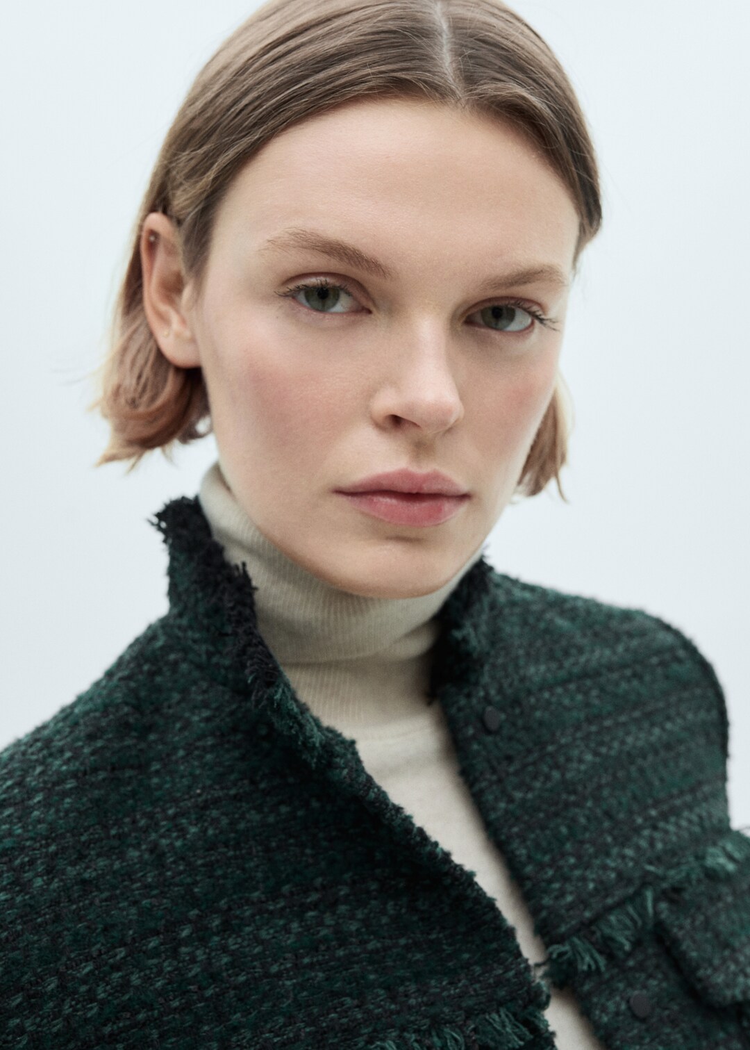 High-collar tweed jacket - Women | MANGO USA