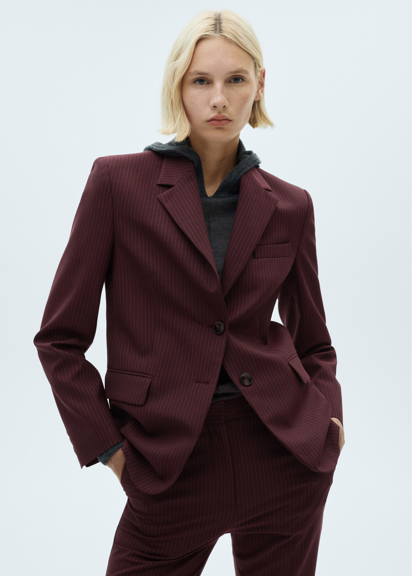 Pinstripe suit jacket - Women | MANGO USA
