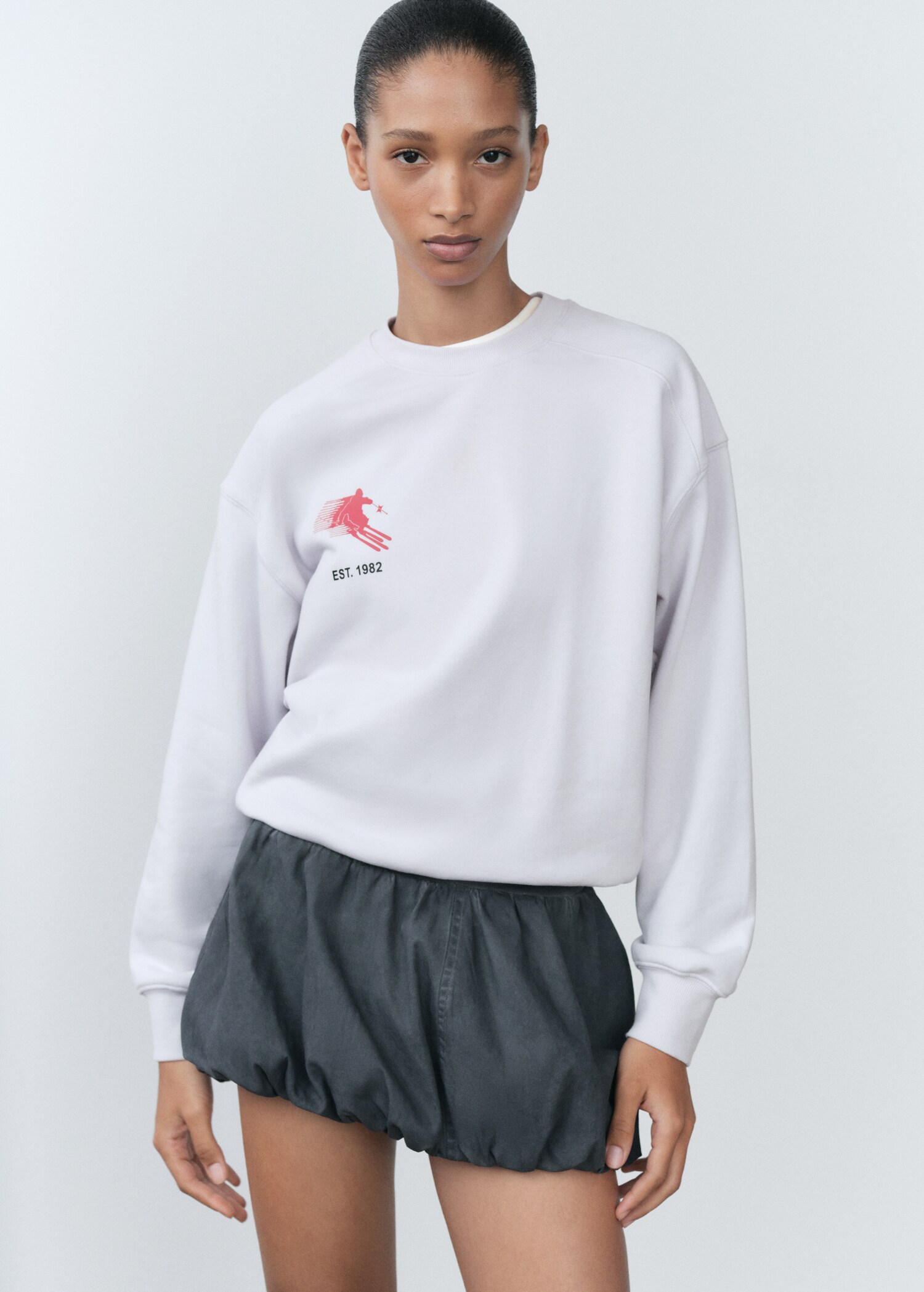 Cotton sweatshirt with printed message - Women | MANGO United Kingdom